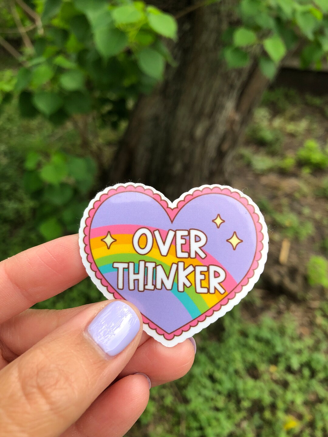 Over Thinker Sticker | Cute Sticker | Heart Rainbow Sticker | Self Care ...
