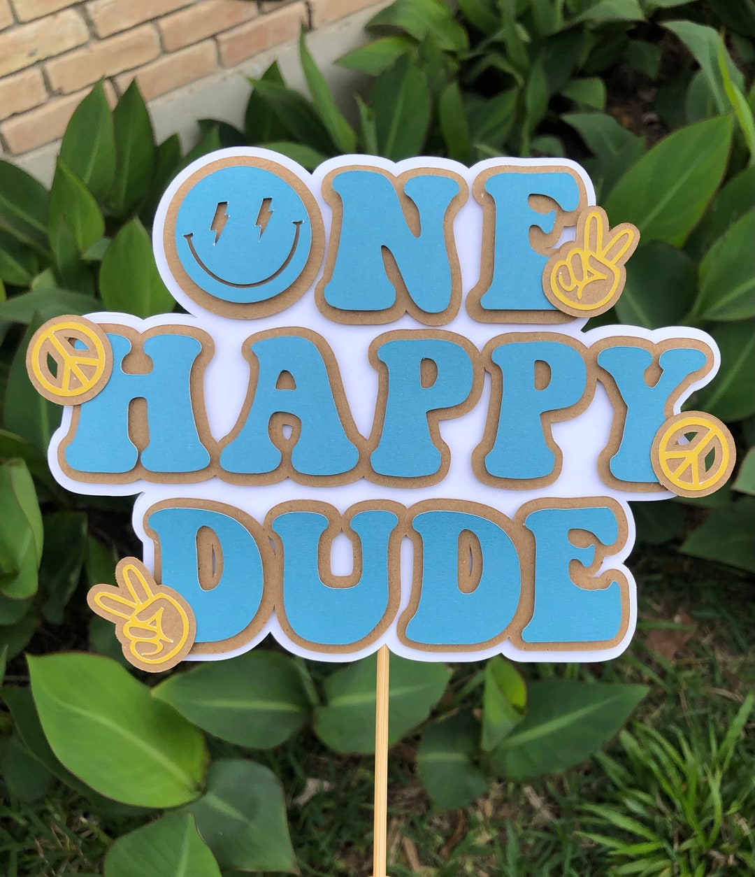 One Happy Dude Cake Topper | One Groovy Dude Cake Topper | Retro Cake ...