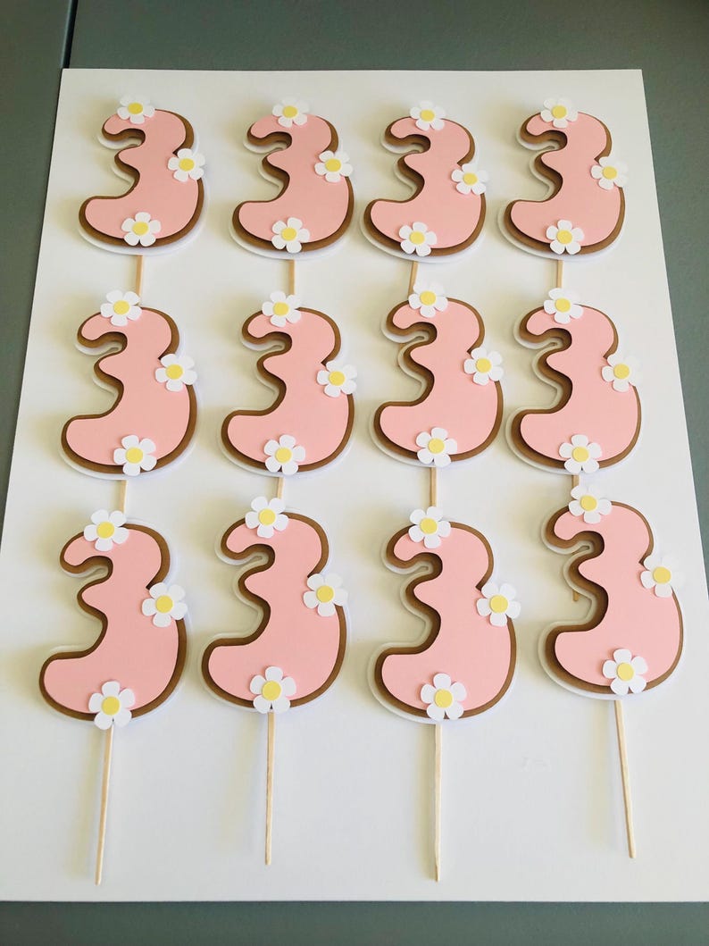 Number Cupcake Toppers | 3 Cupcake Toppers | Retro Cupcake Toppers ...