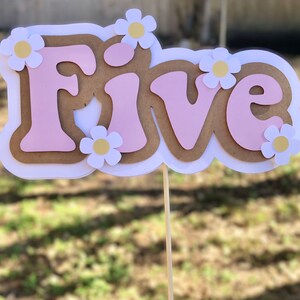 Five Cake Topper | Fifth Birthday Cake Topper | Groovy Cake Topper ...