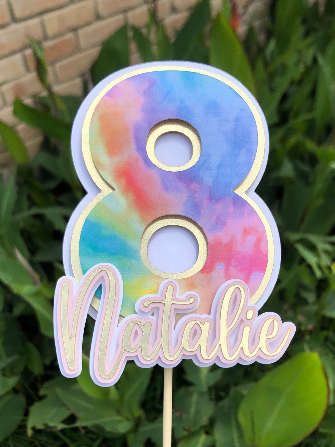 Tye Dye Cake Topper | Groovy Cake Topper | Name Cake Topper | Number ...