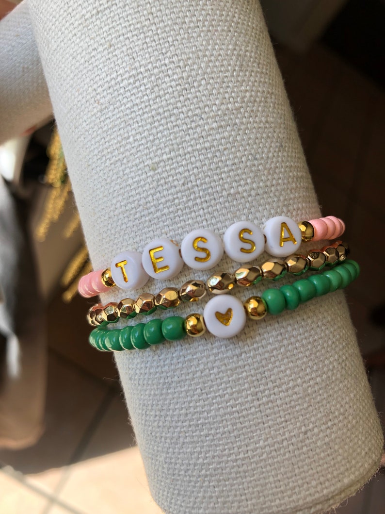 Little Girls Stack Bracelet Set Girls Name Bracelet Set - Etsy