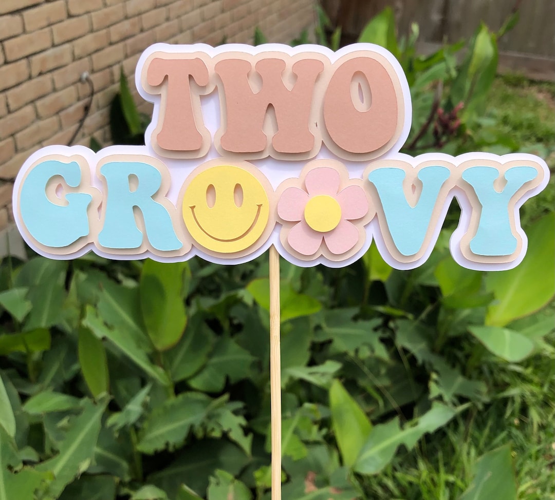 Two Groovy Cake Topper Groovy Cake Topper Retro Cake Topper - Etsy