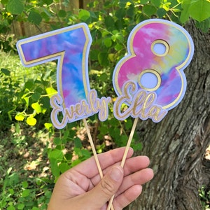 Tye Dye Cake Topper | Groovy Cake Topper | Name Cake Topper | Number ...
