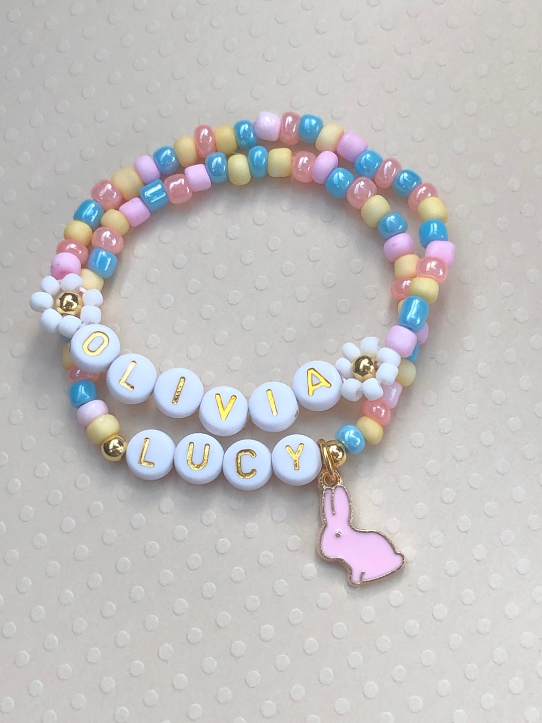 Little Girls Name Bracelet Easter Name Bracelet Kids Name Easter ...