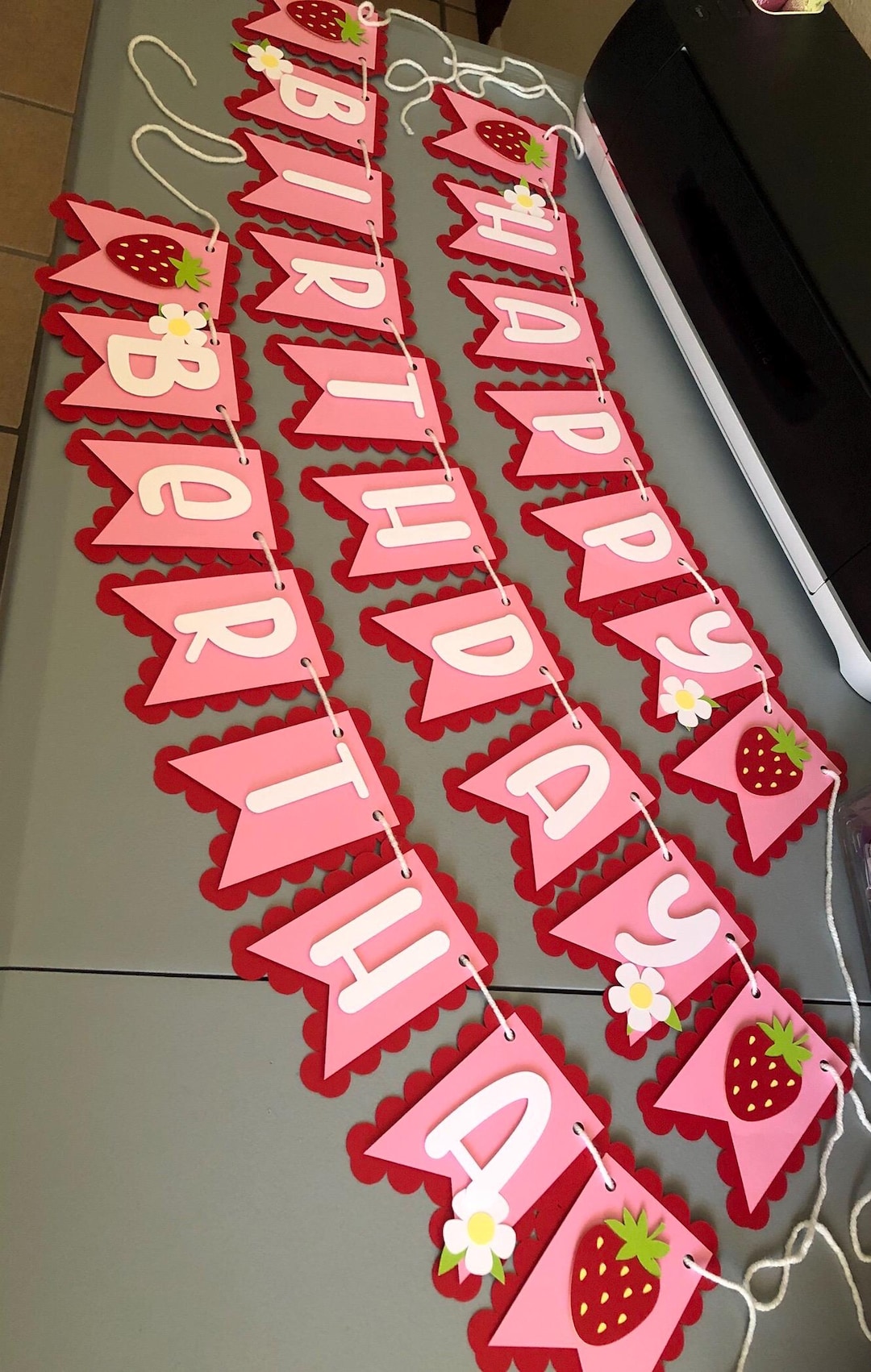 Strawberry Birthday Banner | Happy Birthday Banner | Strawberry Theme ...