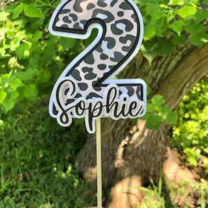 Cheetah Cake Topper | Leopard Cake Topper | Custom Name Cake Topper ...