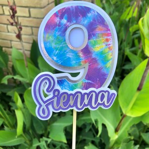 Tie Dye Cake Topper | Groovy Cake Topper | Retro Cake Topper | Number ...