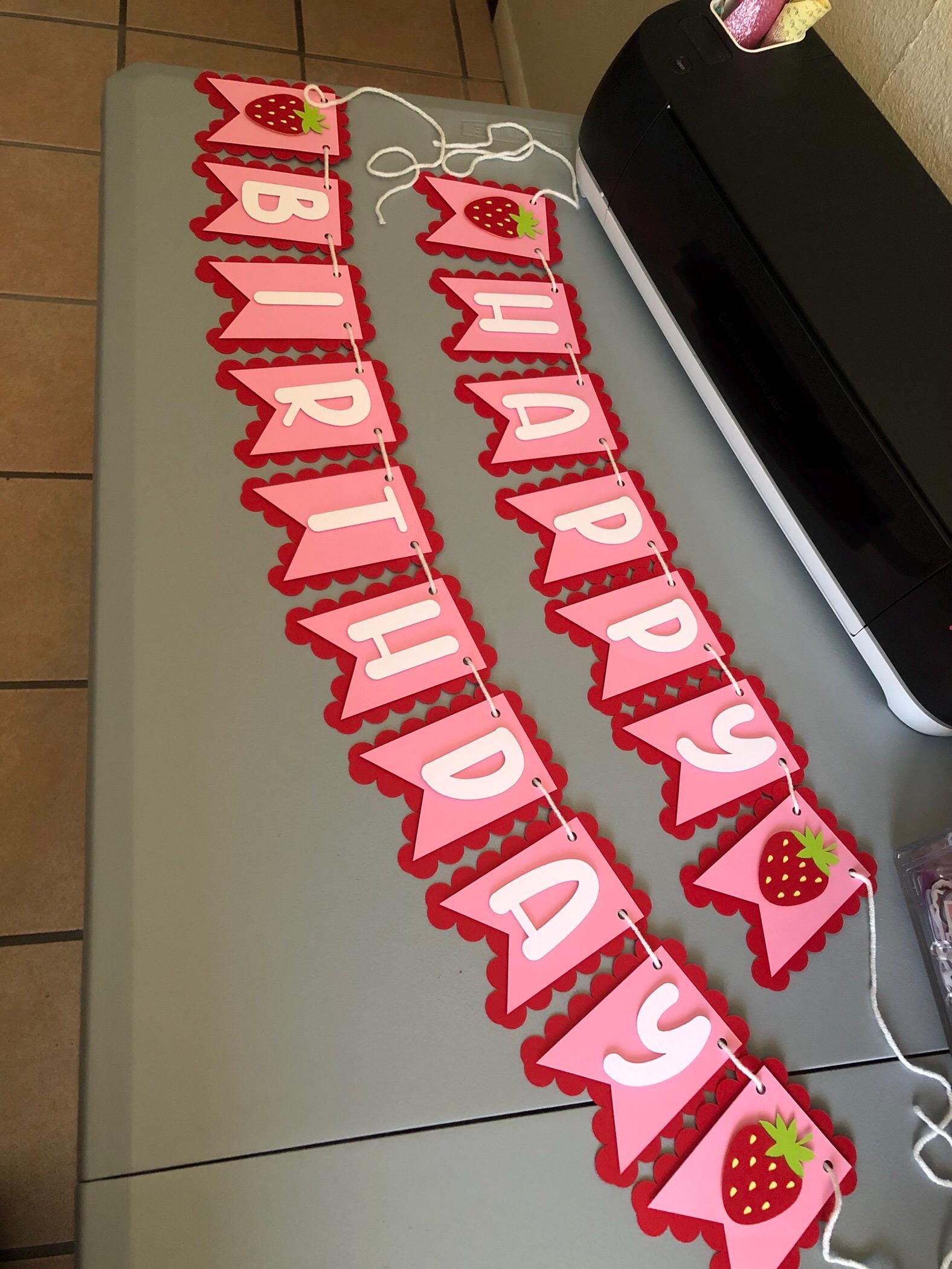 Strawberry Birthday Banner | Happy Birthday Banner | Strawberry Theme ...