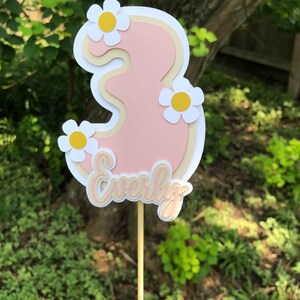 Three Cake Topper | Third Birthday Cake Topper | Groovy Cake Topper ...