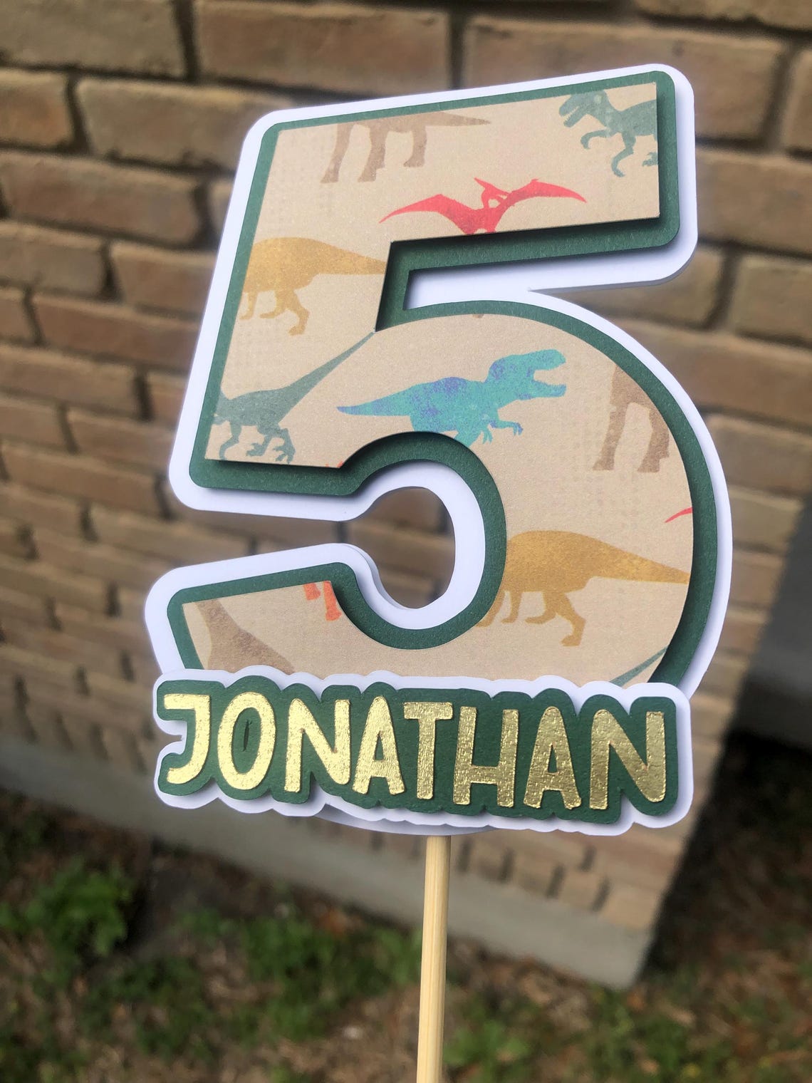 Dinosaur Number Cake Topper | Boys Dinosaur Cake Topper | Custom Number ...