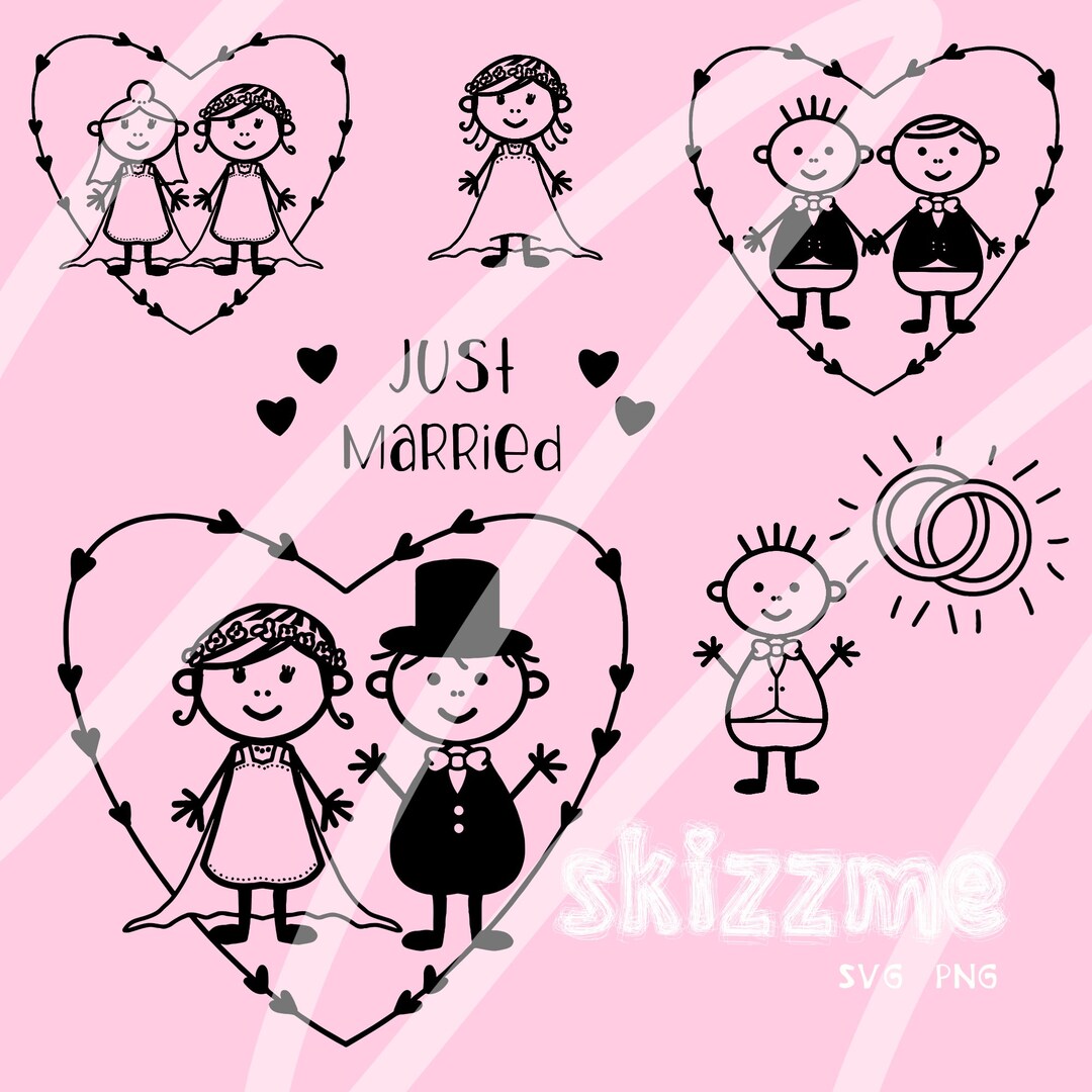 Wedding Couple Just Married Plotter File Laser File SVG PNG - Etsy