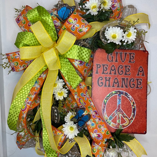 Daisy Peace Sign Door Wreath - Etsy