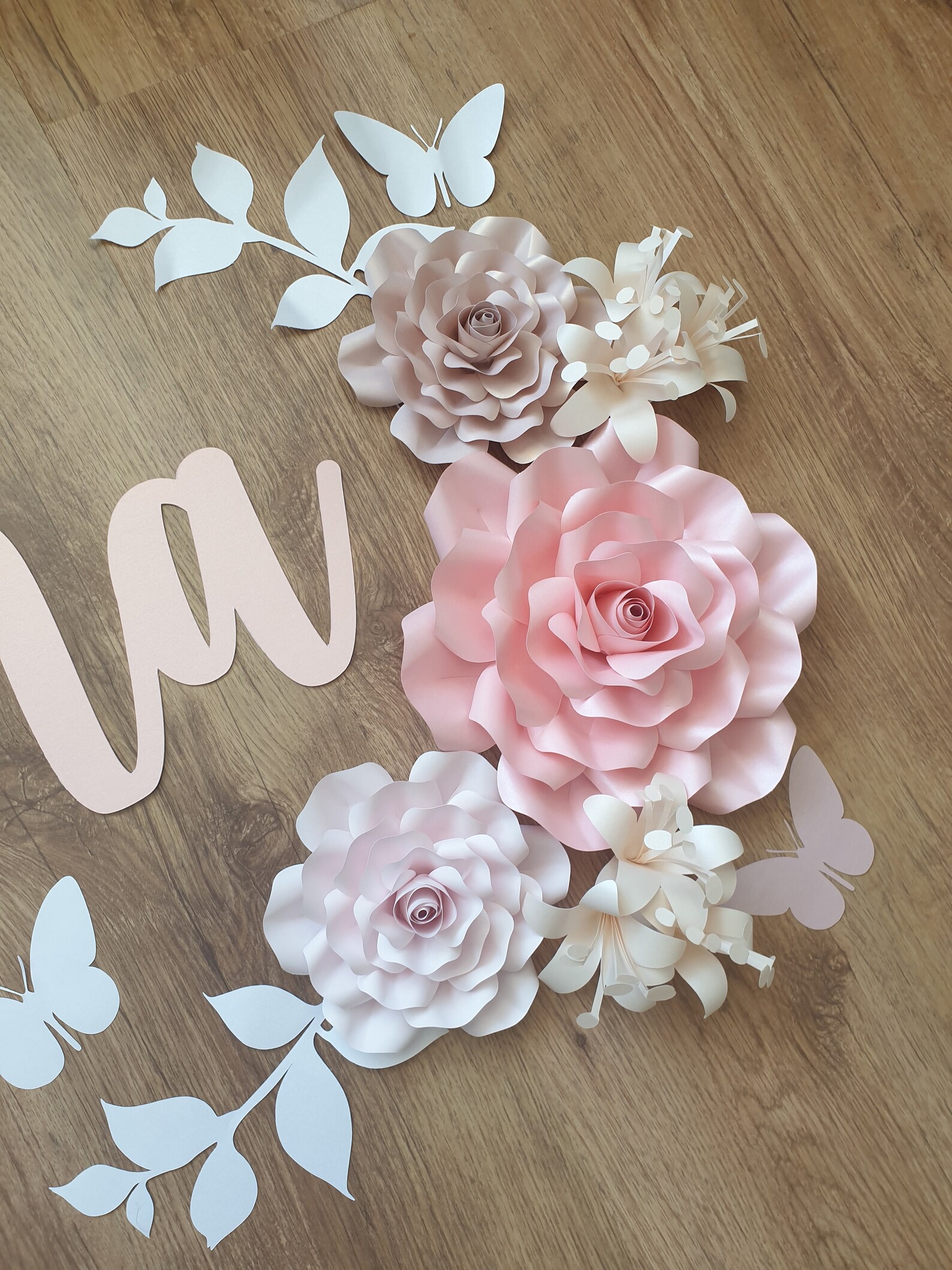 Custom Paper Flower Wall Decor With FREE Name Sign - 3D Floral Nursery ...