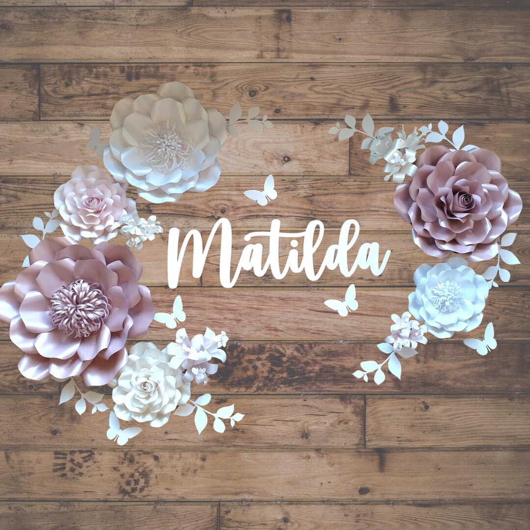 Custom Paper Flower Wall Decor With FREE Name Sign - 3D Floral Nursery ...