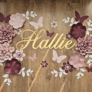Custom Paper Flower Wall Decor With FREE Name Sign - 3D Floral Nursery ...