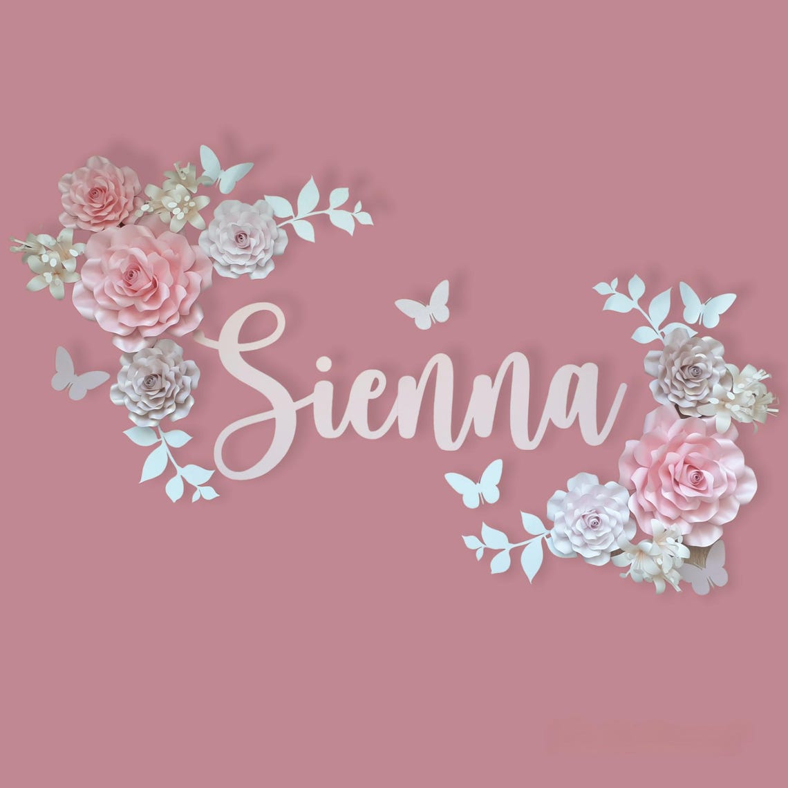 Custom Paper Flower Wall Decor With FREE Name Sign - 3D Floral Nursery ...