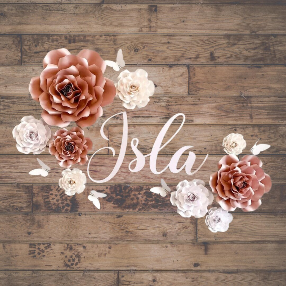 Custom Paper Flower Wall Decor With FREE Name Sign - 3D Floral Nursery ...