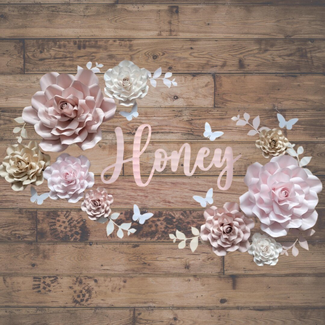 Custom Paper Flower Wall Decor With FREE Name Sign - 3D Floral Nursery ...