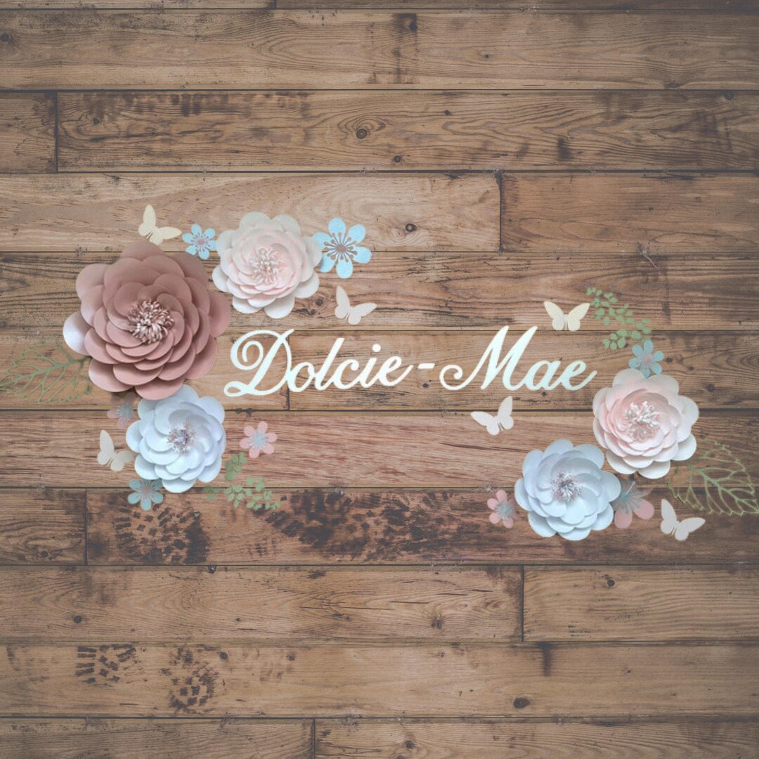 Custom Paper Flower Wall Decor With FREE Name Sign - 3D Floral Nursery ...
