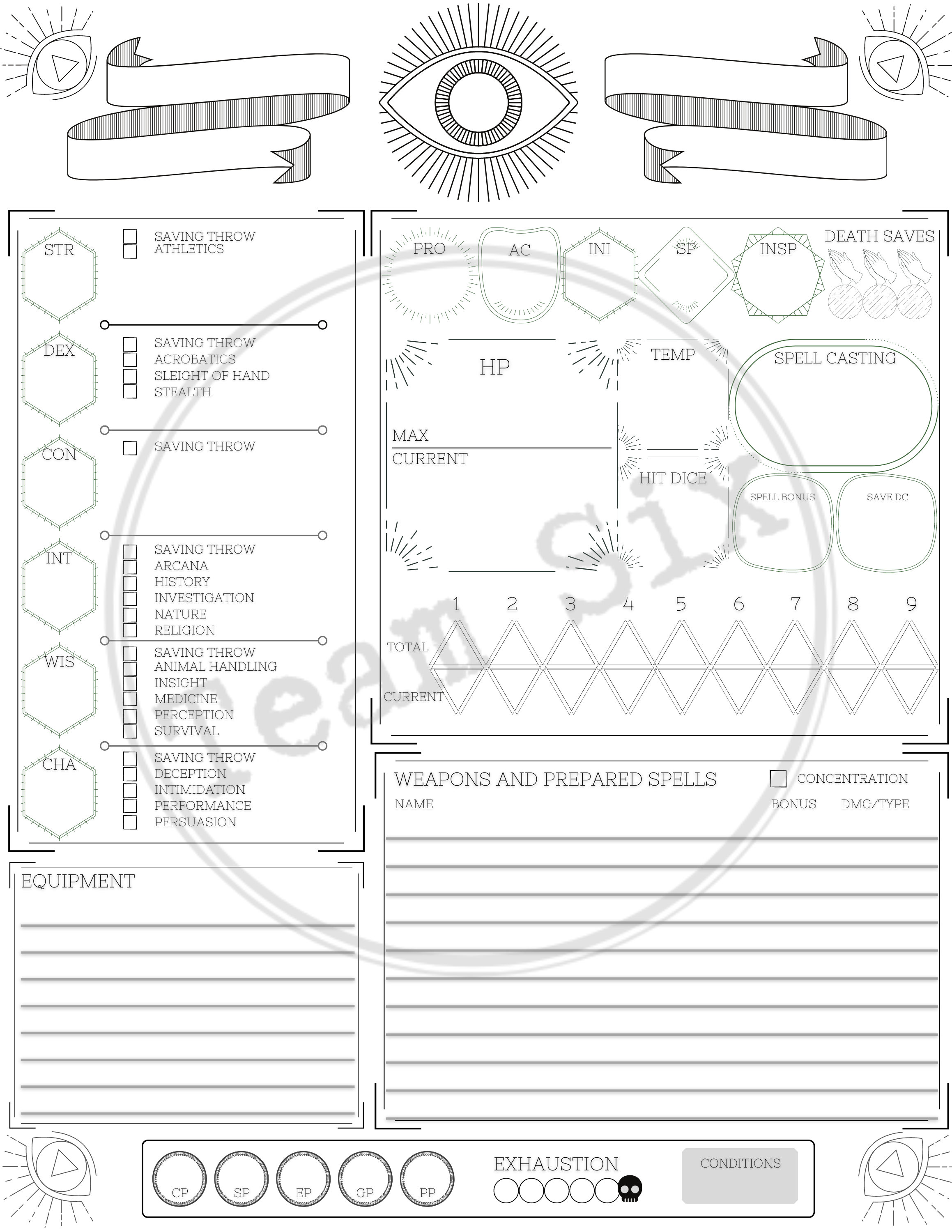 Dnd Spellcaster Character Sheet - Etsy