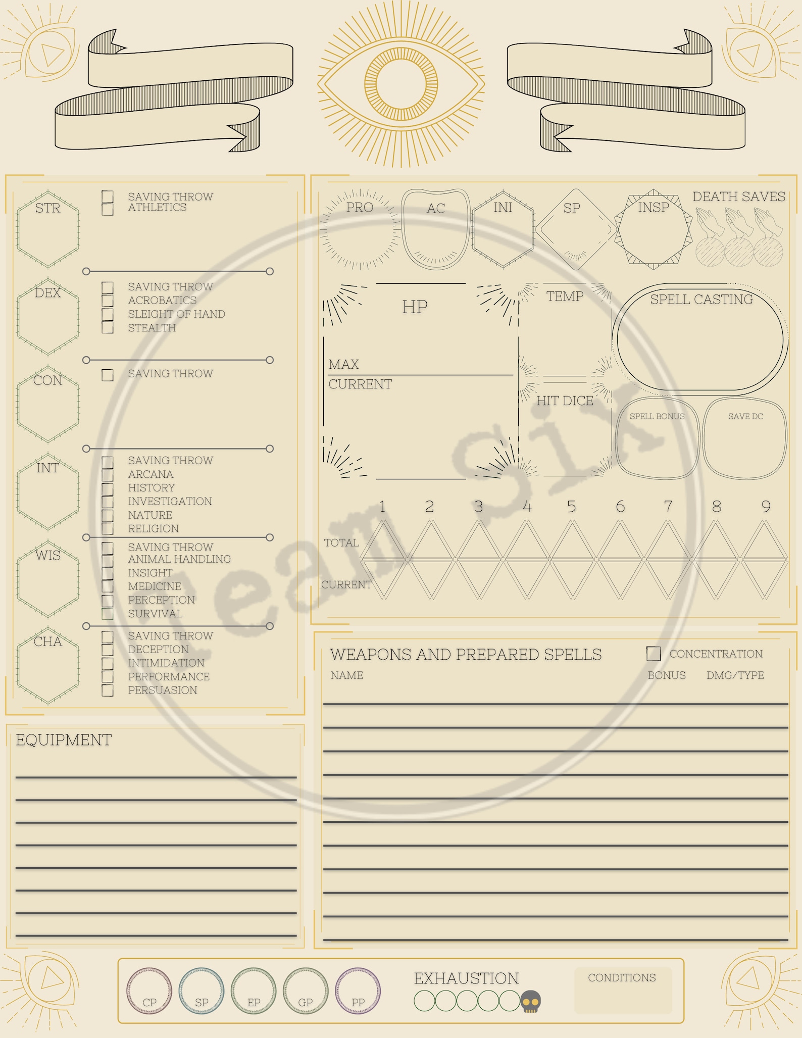 Dnd Spellcaster Character Sheet - Etsy UK