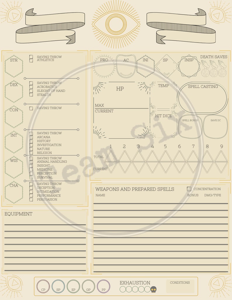 Dnd Spellcaster Character Sheet - Etsy UK