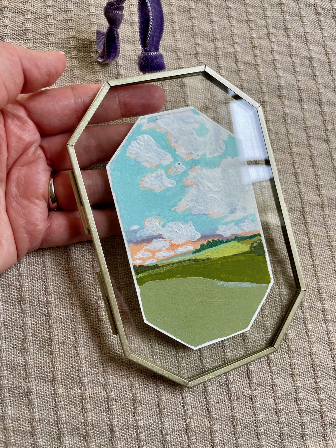 Original Art Locket - Original Gouache Painting - "pleasant Places ...