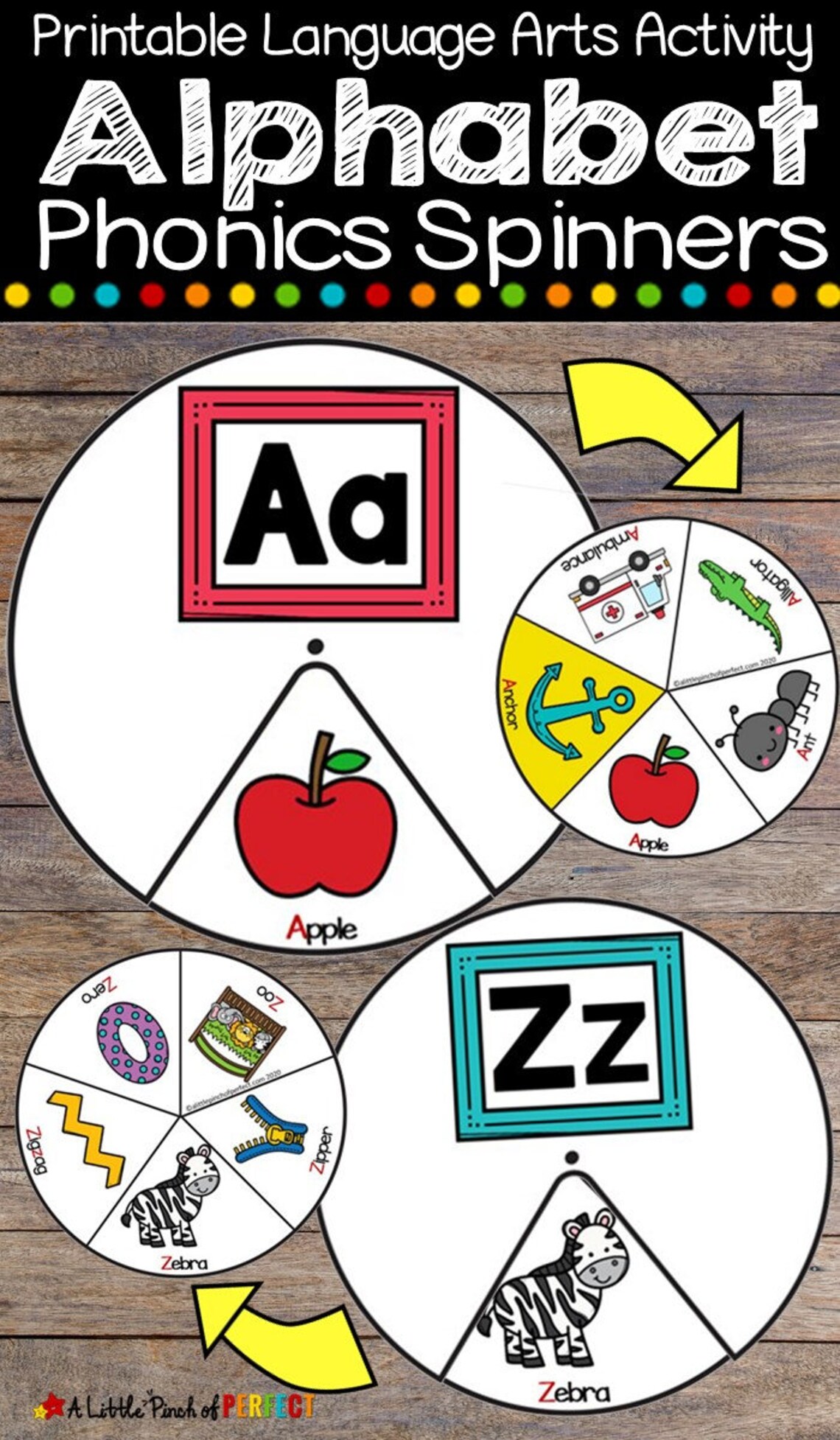 Alphabet Phonics Spinners Set Letters A-Z, Homeschool Activities ...