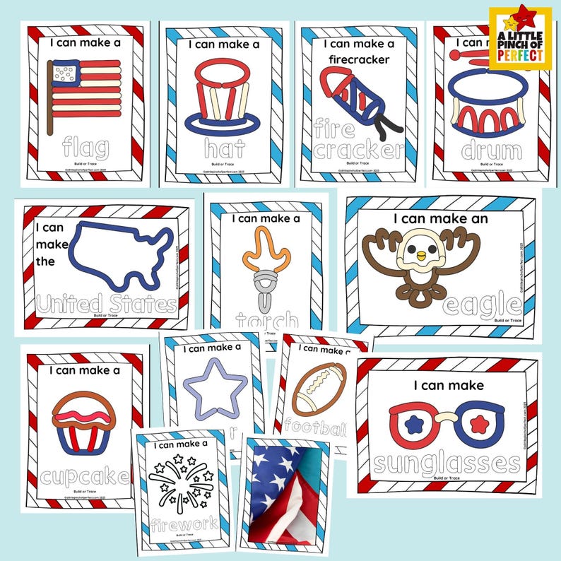 4th of July Printable Playdough Mats for Kids to LEARN & PLAY Toddler ...