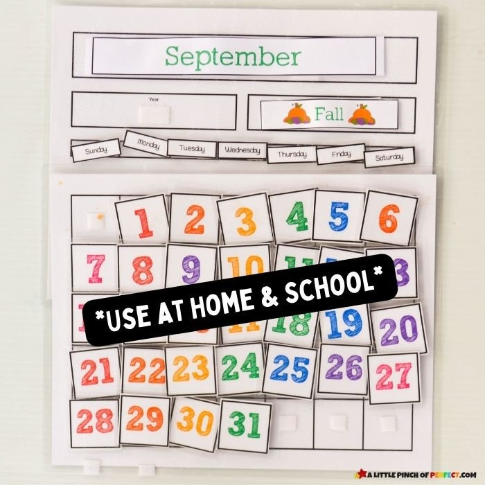 Interactive KIDS Printable Calendar for Home or Classroom: Use for ...