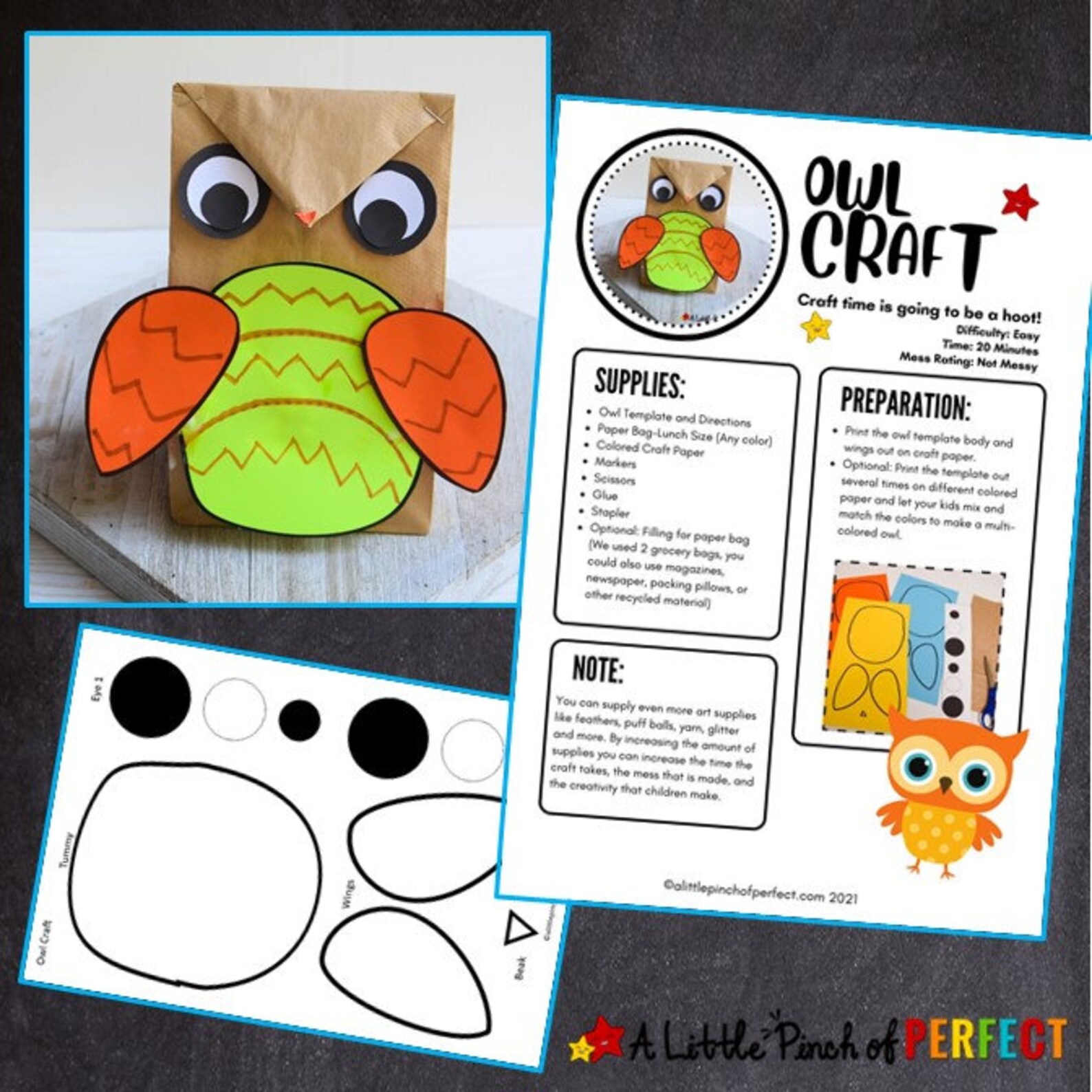 Owl Craft Printable Template and Directions - Etsy