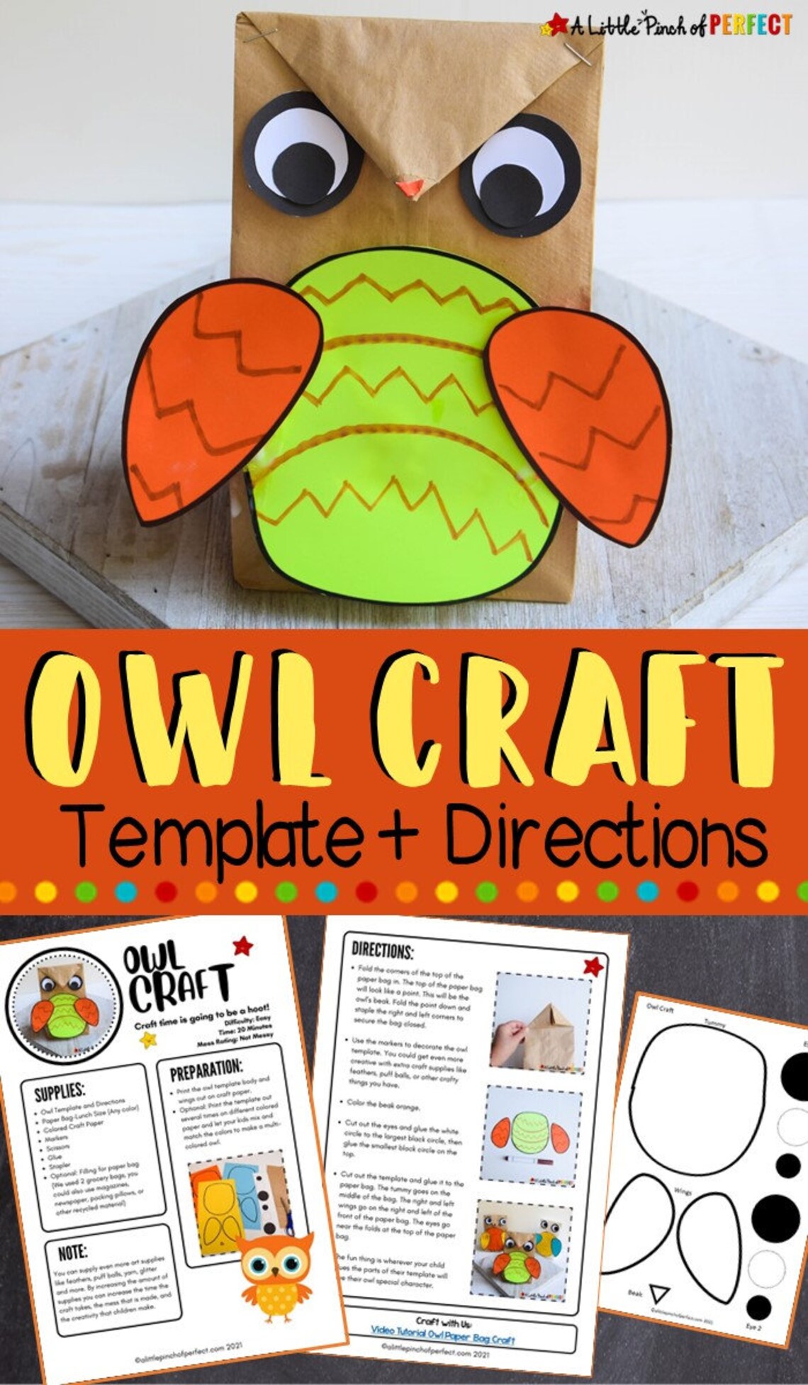 Owl Craft Printable Template and Directions - Etsy