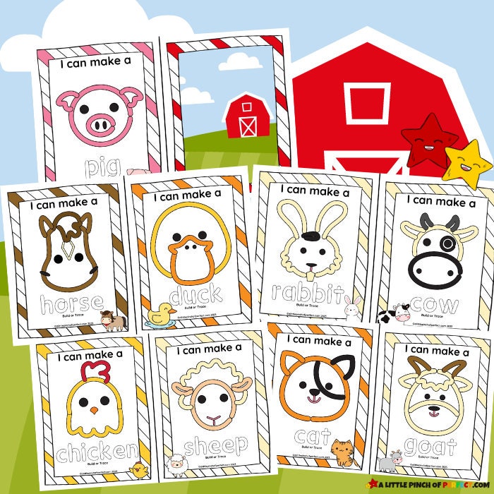 Farm Animal Printable Playdough Mats to LEARN & PLAY Toddler, Preschool ...