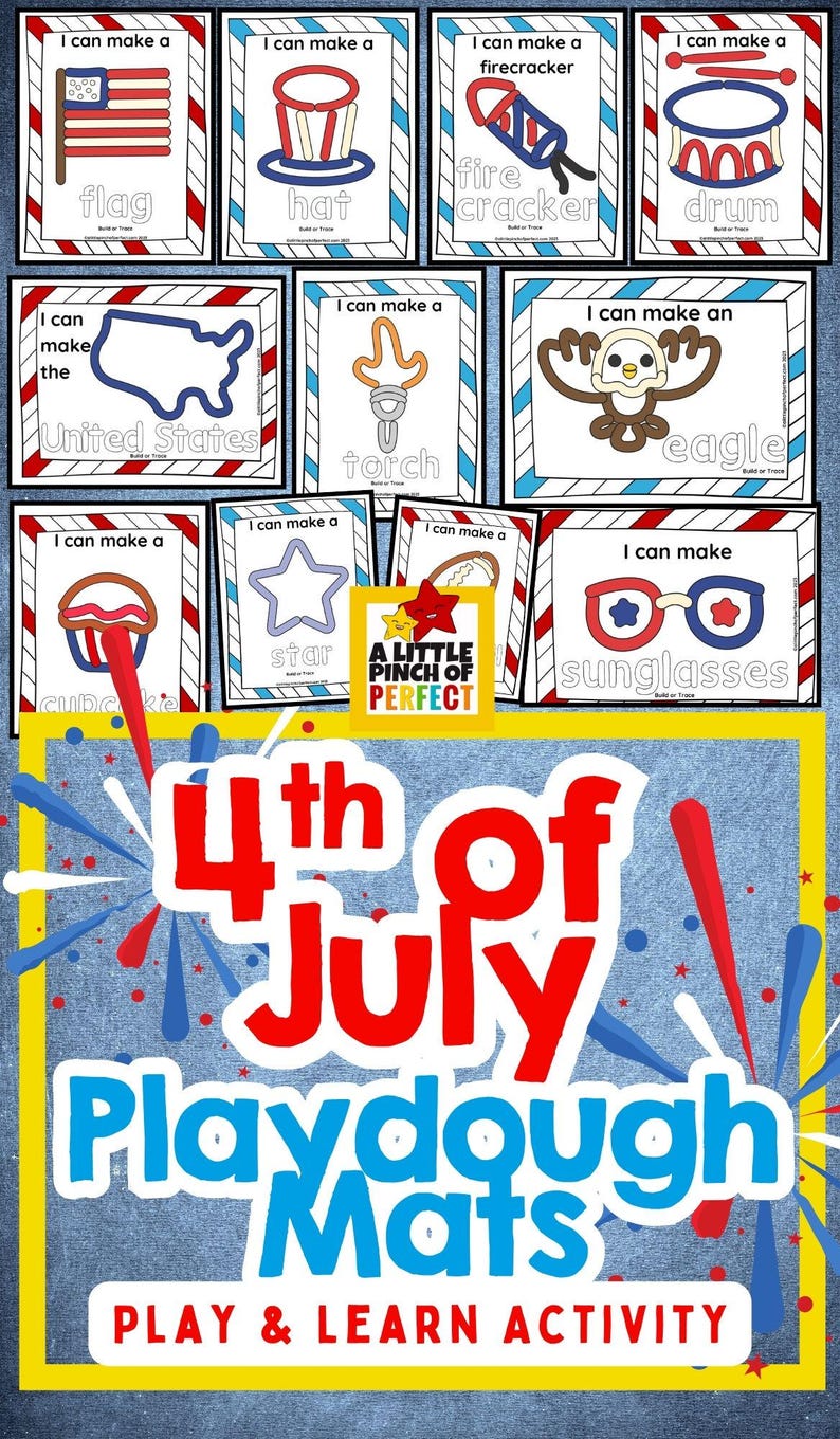 4th of July Printable Playdough Mats for Kids to LEARN & PLAY Toddler ...