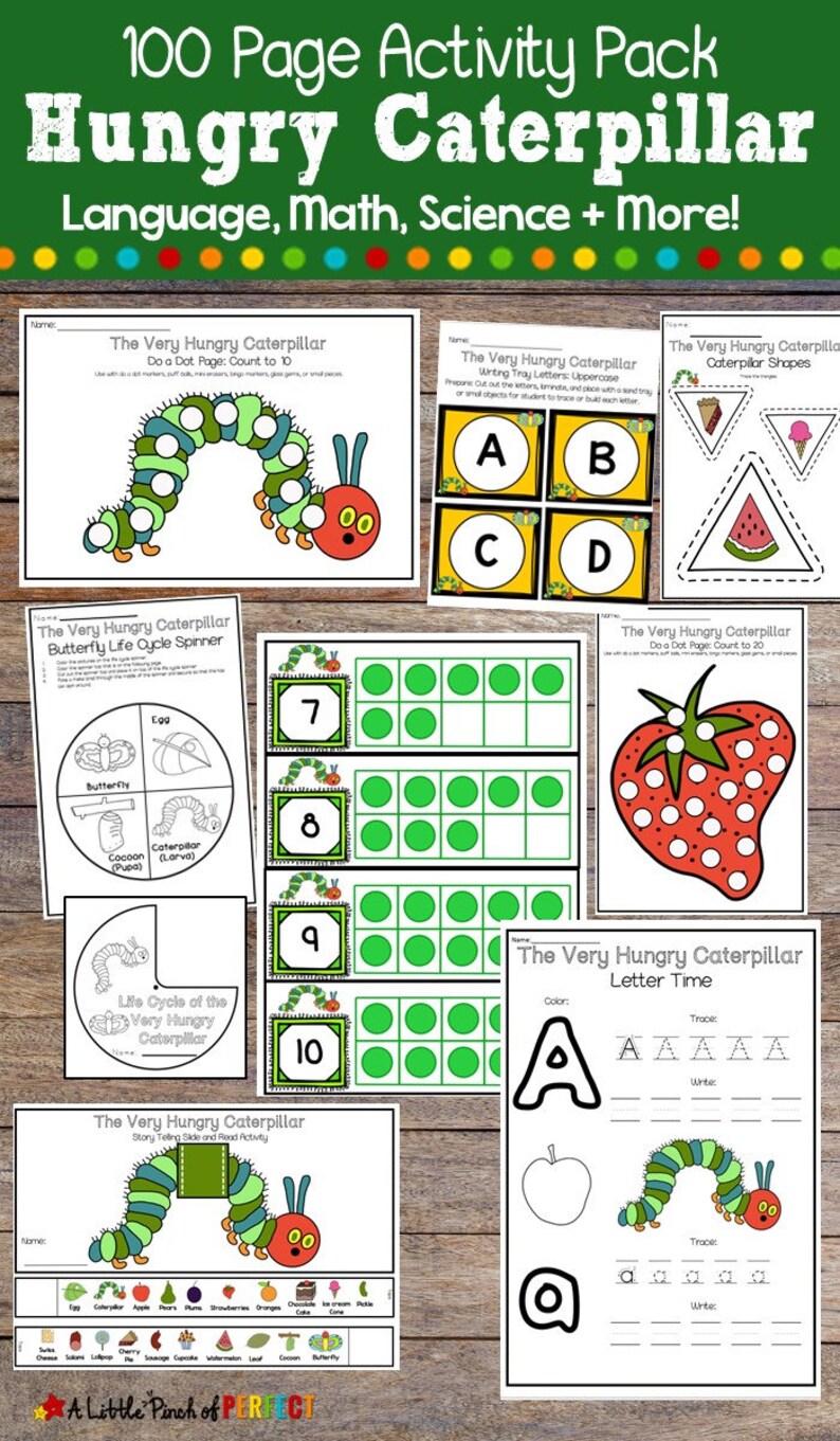 The Very Hungry Caterpillar Printable Activity Pack 100 Pages: Letters ...