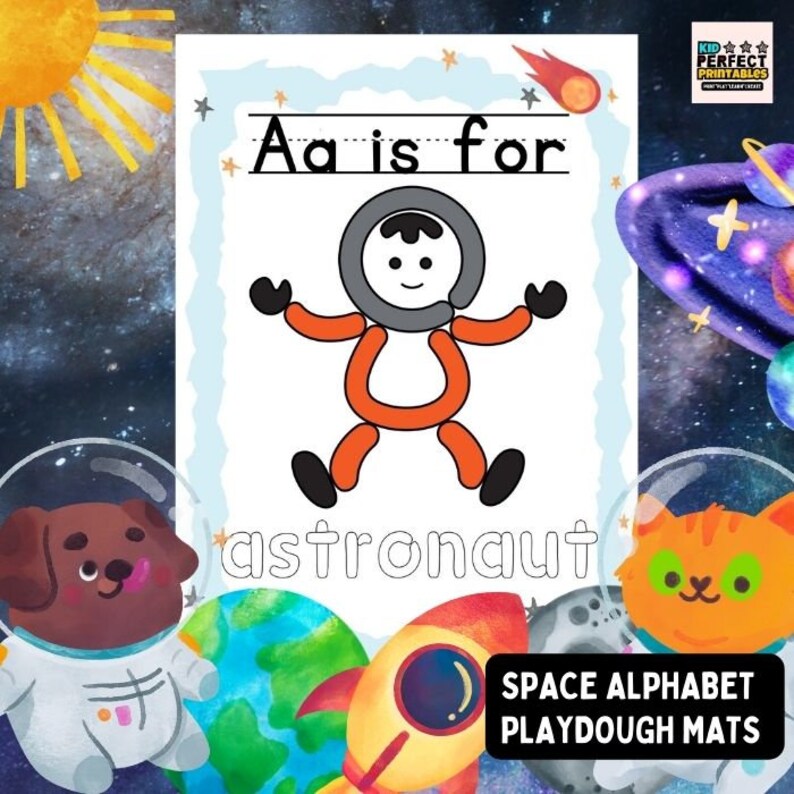 Outer Space Printable Playdough Mat ALPHABET A-Z SET to Learn & Play ...