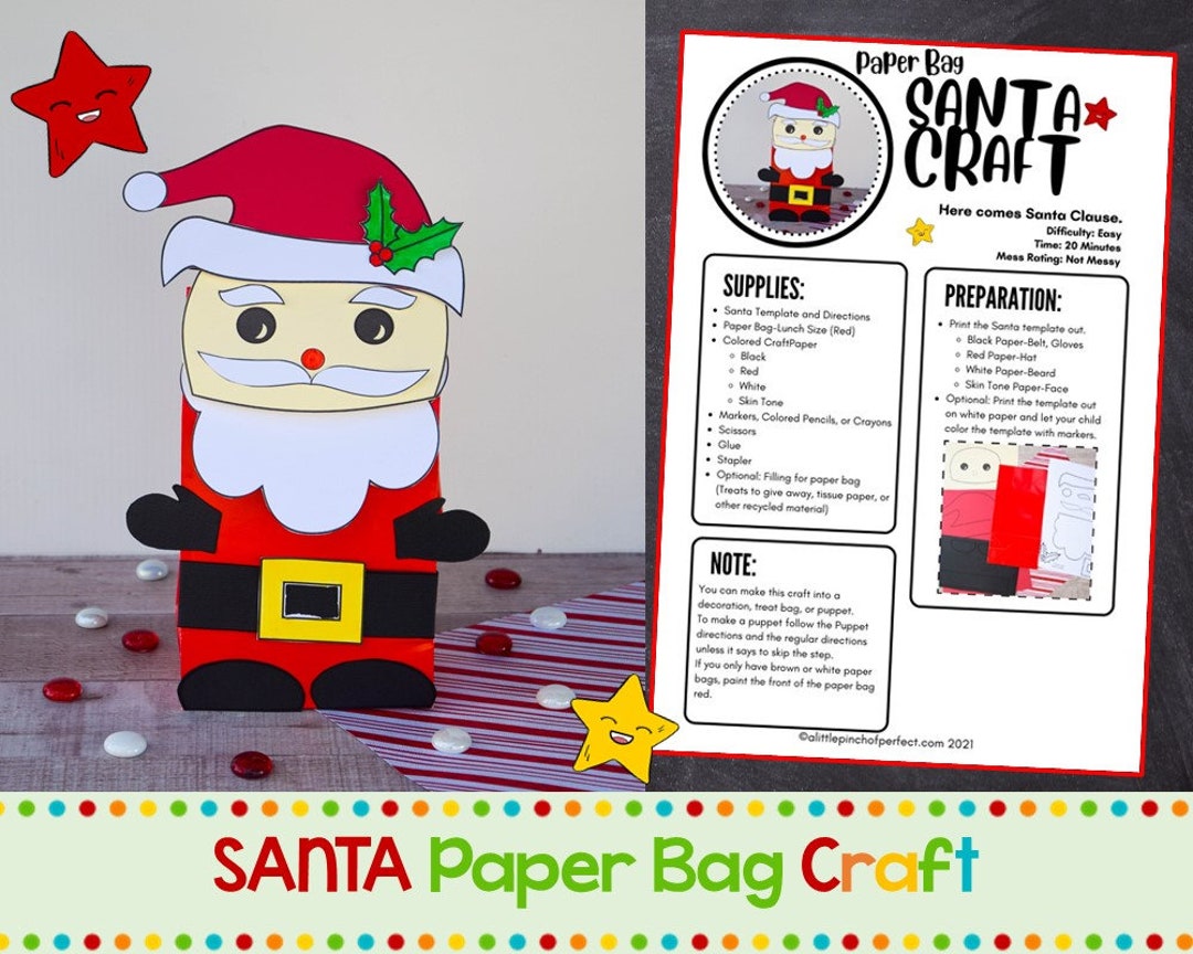 Santa Craft Christmas Printable Template and Directions (craft ...