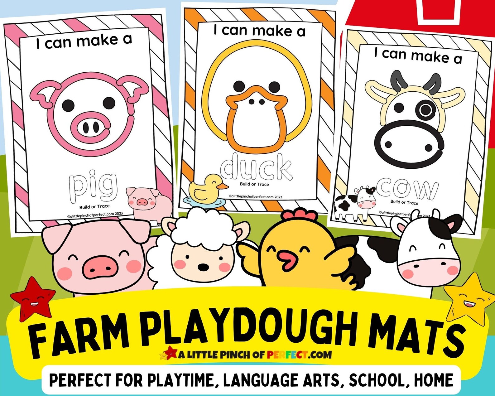 Farm Animal Printable Playdough Mats to LEARN & PLAY Toddler, Preschool ...
