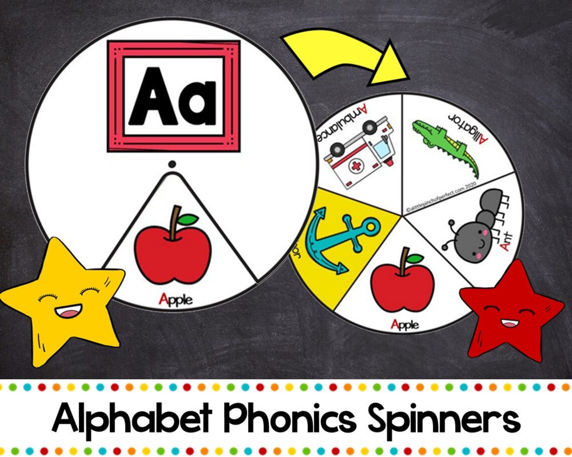 Alphabet Phonics Spinners Set Letters A-Z, Homeschool Activities, Preschool and Kindergarten ...