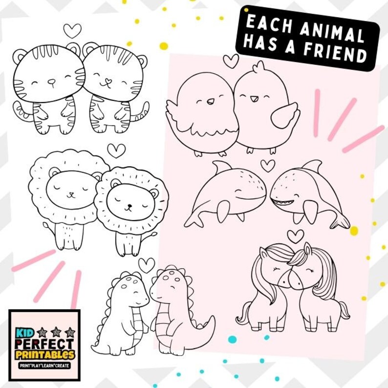 Animal Friends Valentine Coloring Pages, 30 PAGES, Printable, CUTE ...
