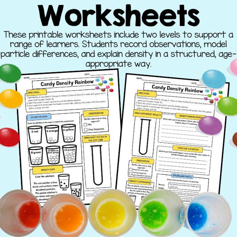 Skittles Rainbow Density Experiment Printable | Science Worksheets K-5 ...