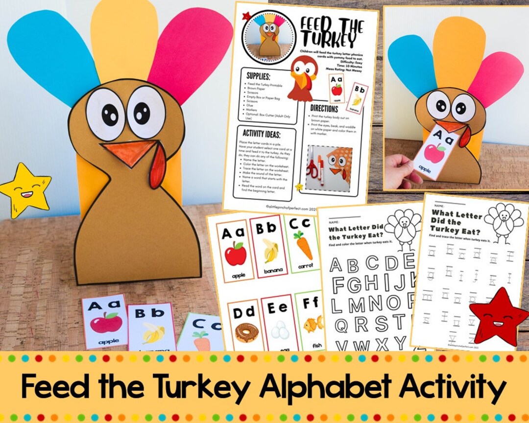 Feed the Turkey THANKSGIVING Alphabet Activity Pack - Etsy