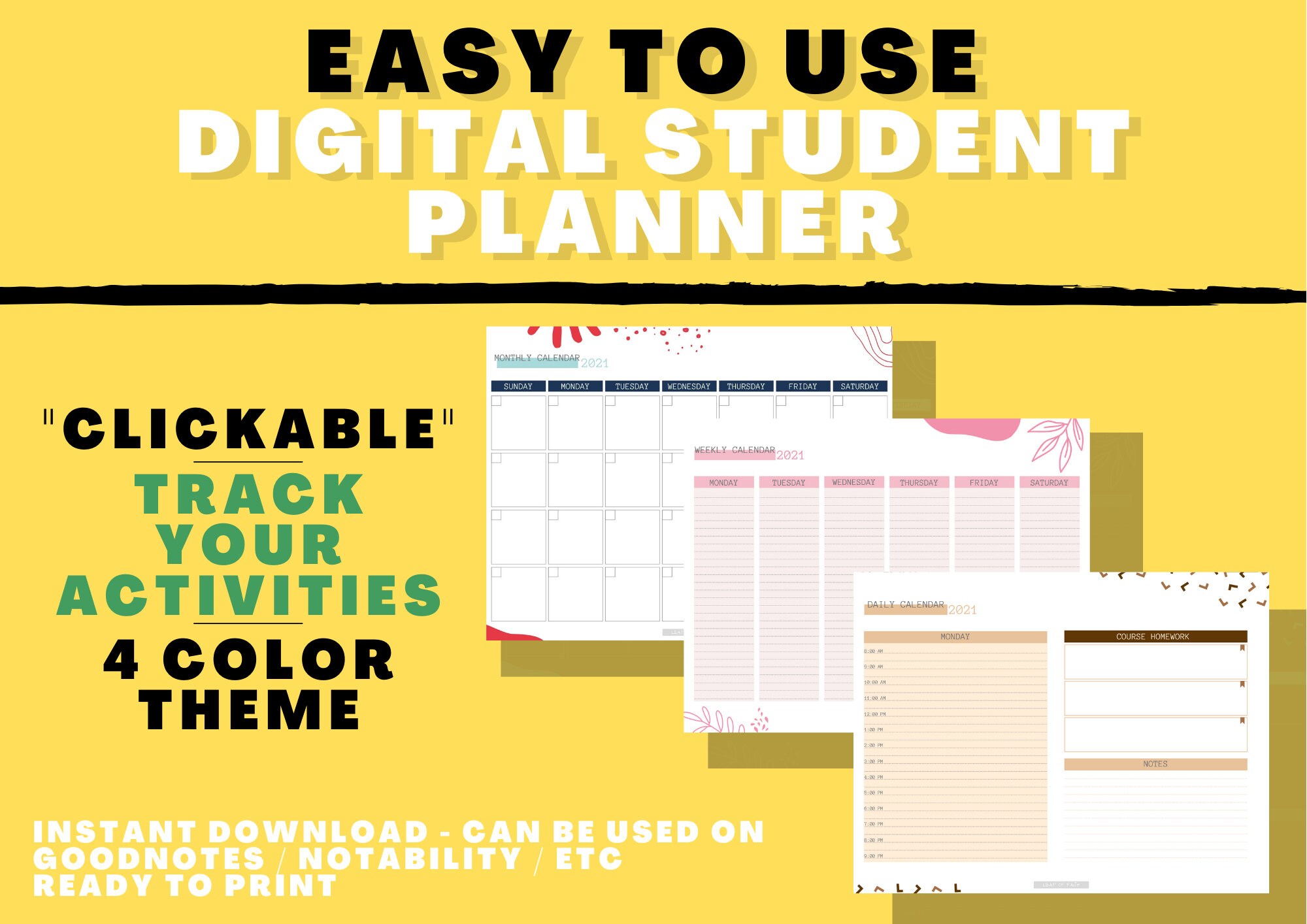 Digital Student Planner Digital Planner iPad Notability | Etsy