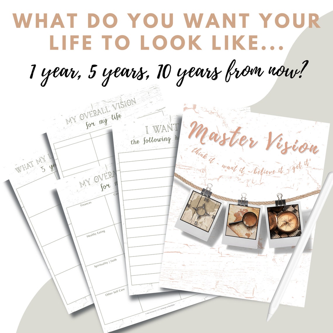 Printable Vision Board Planner 1100 Digital Stickers | Etsy