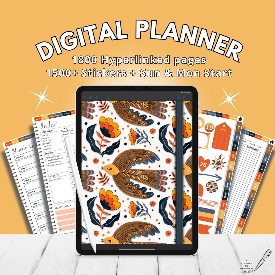 Digital Planner & Digital Stickers, Yearly Calendar, Monthly Calendar ...