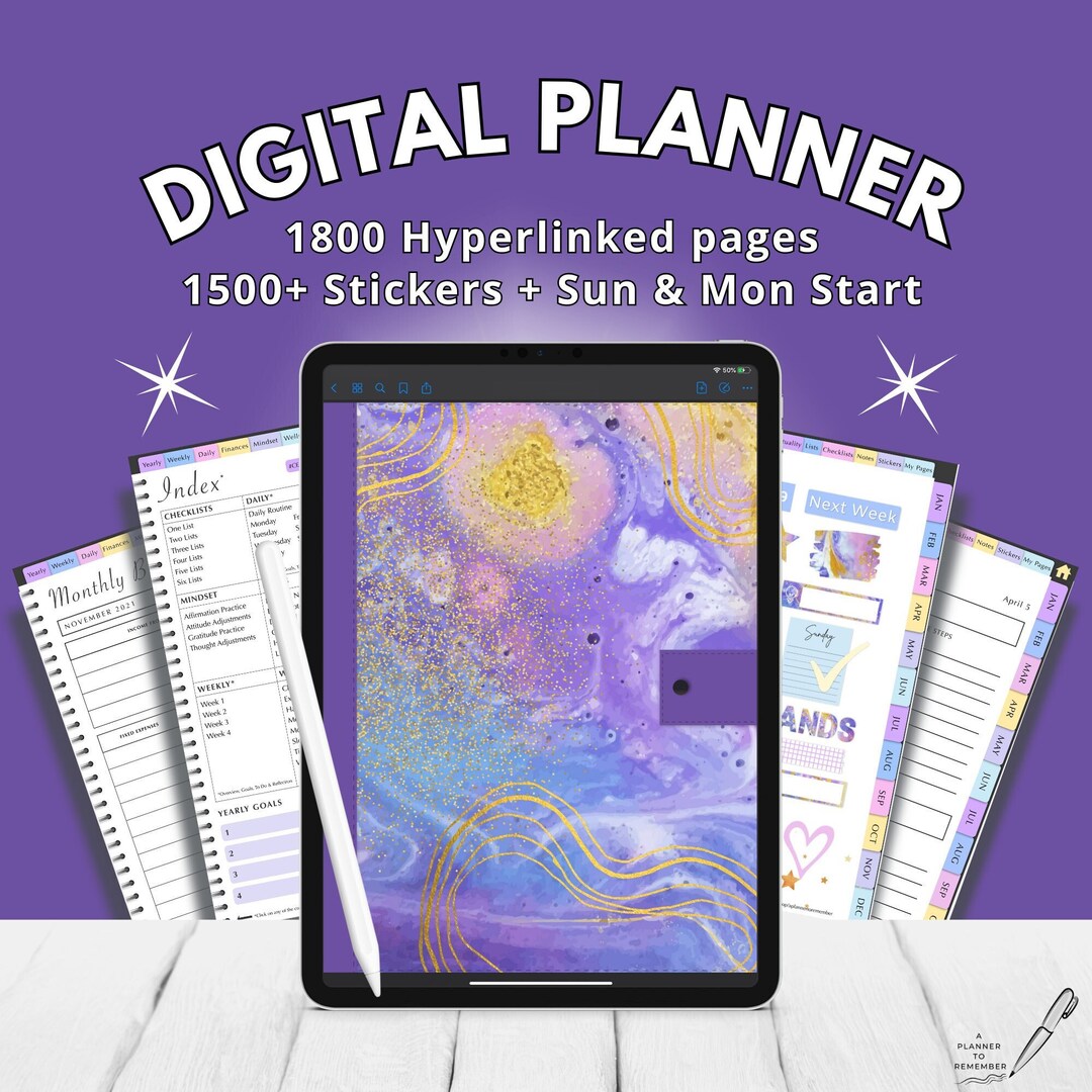 Digital Planner & Digital Stickers, Yearly Calendar, Monthly Calendar ...