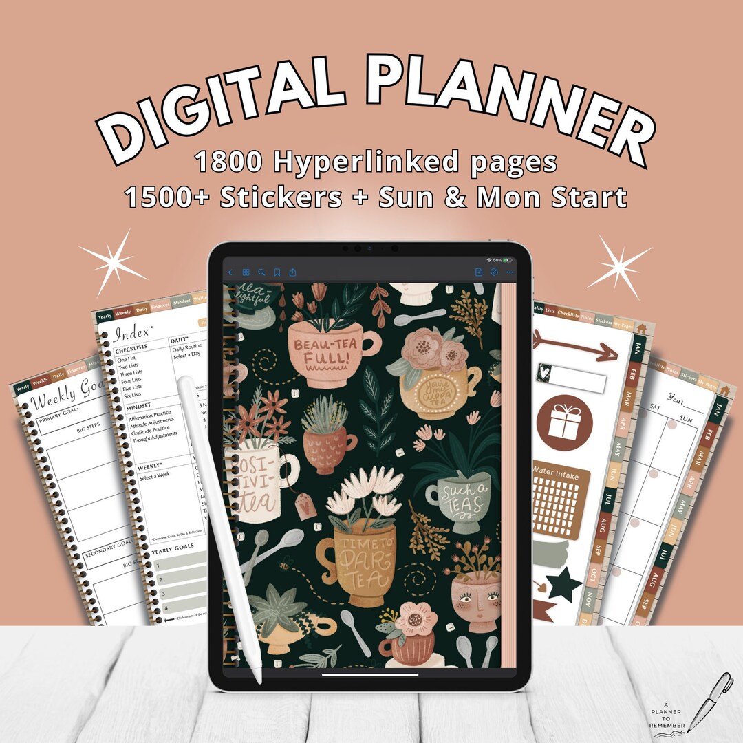 Digital Planner & Digital Stickers, Yearly Calendar, Monthly Calendar ...