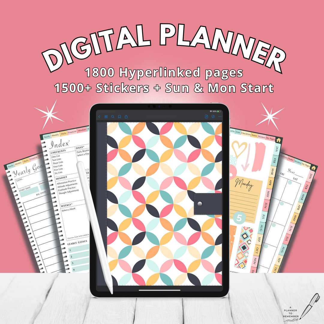 Digital Planner & Digital Stickers, Yearly Calendar, Monthly Calendar ...