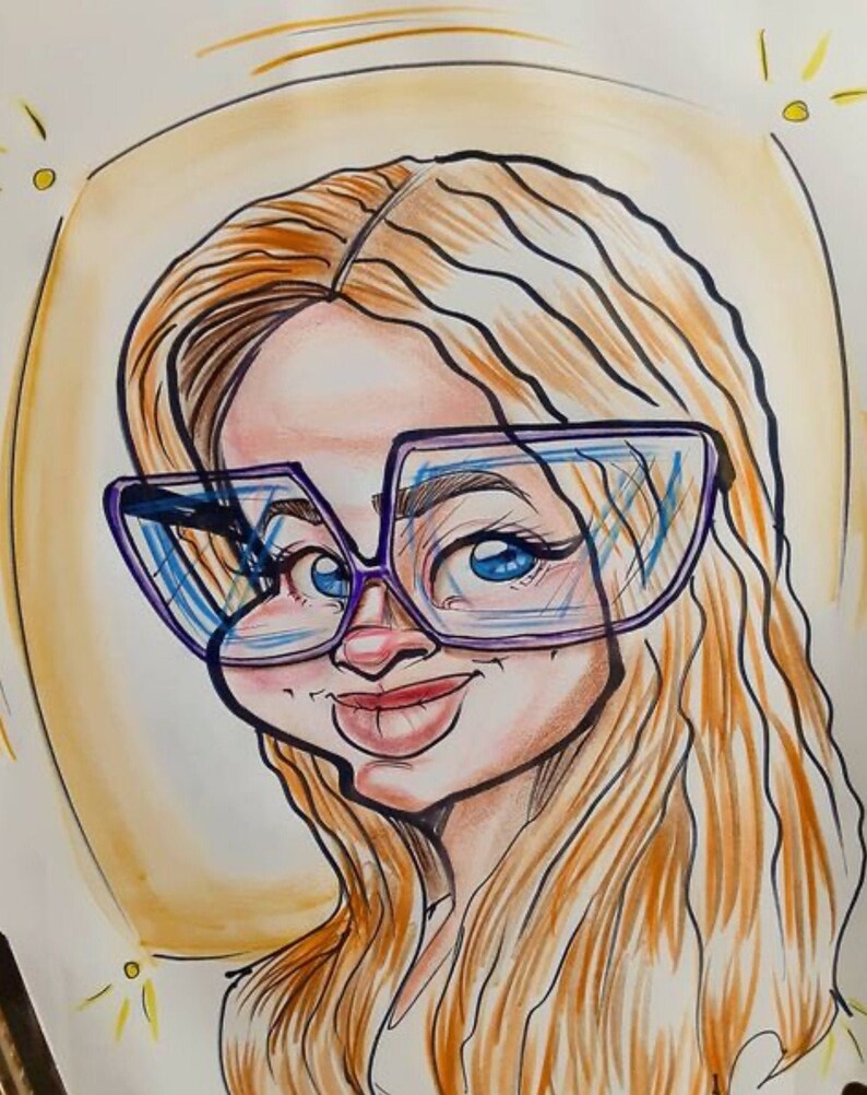 Single Color Face Caricature - Etsy